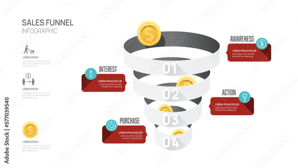 Poster Infographic Sales funnel diagram template for business – Wall ...