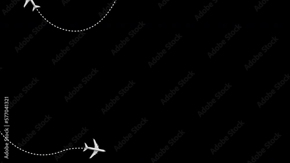 Airplane dotted line path icon loop Animation video transparent ...
