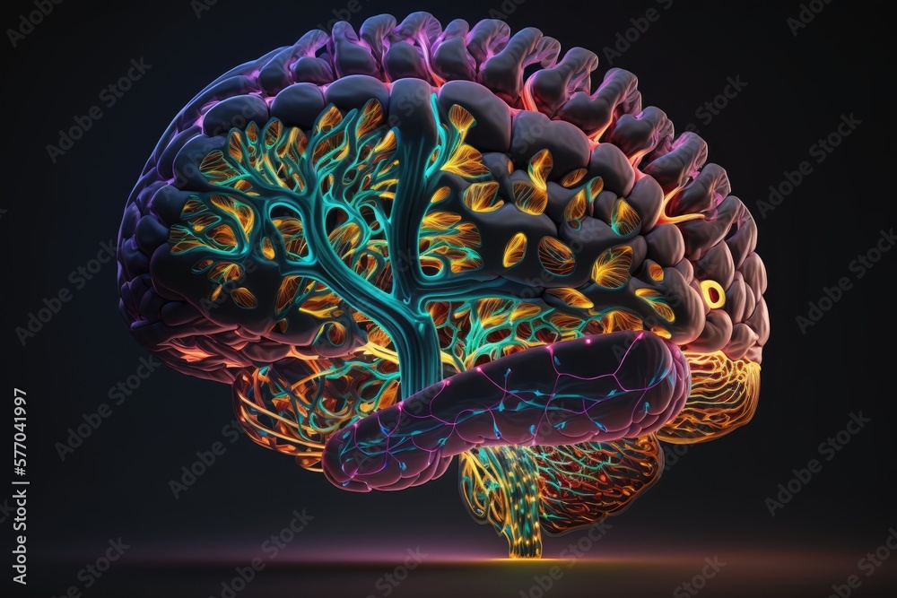 Human Brain Organ Medical Biology Abstracts. Generative Ai Stock ...