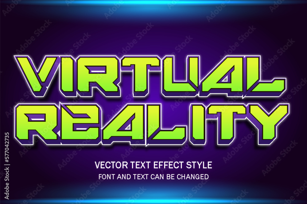 virtual reality metaverse technology typography editable text effect ...