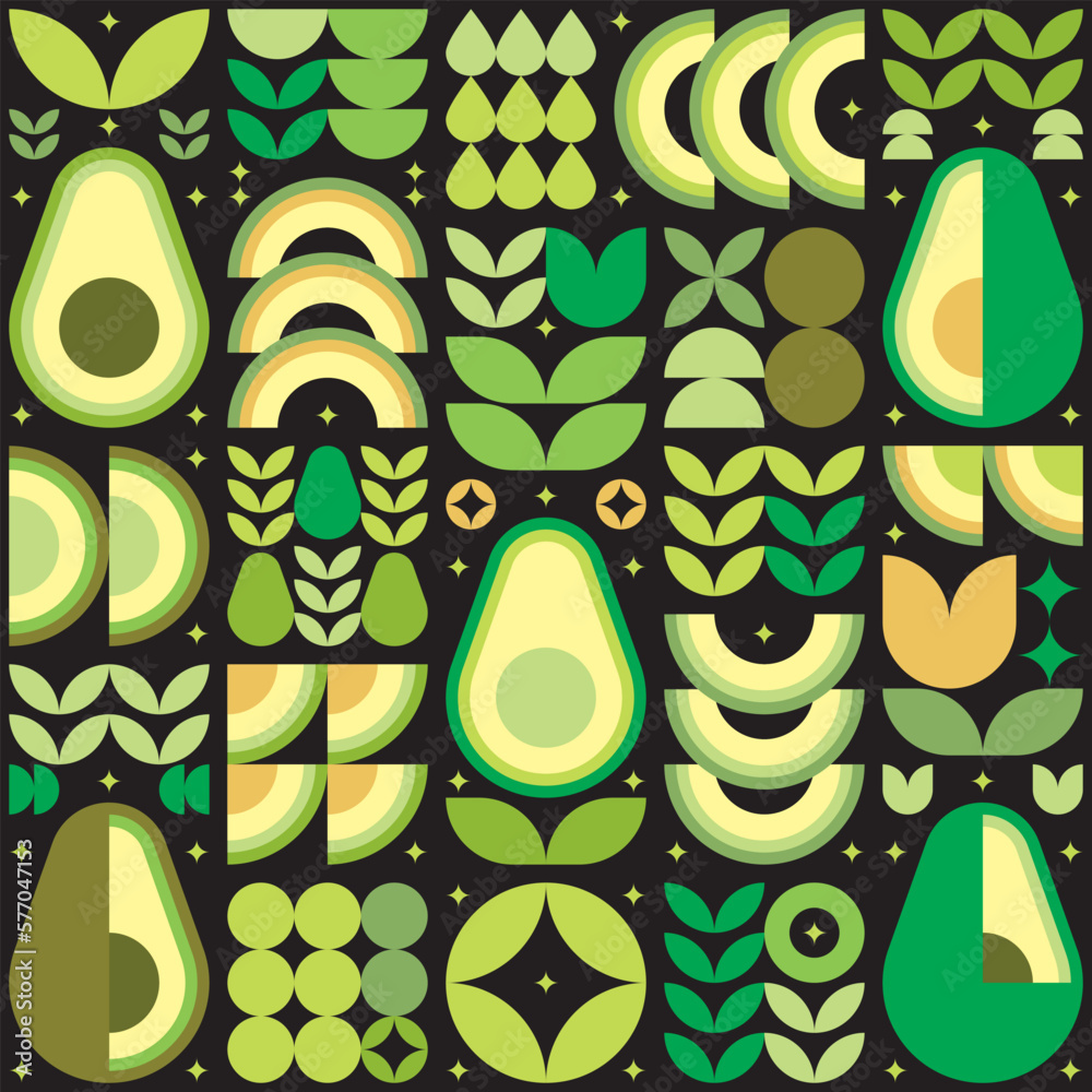 Abstract artwork of avocado pattern icon. Vector art, illustration of ...