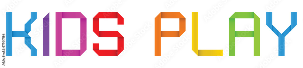 Vector conceptual paper origami font forming the KIDS PLAY text ...