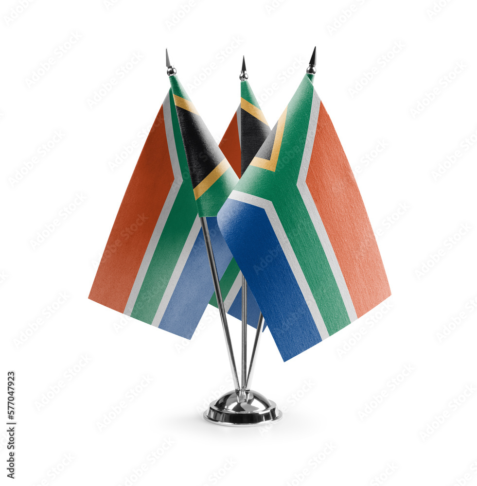 Small national flags of the South Africa on a white background Stock ...