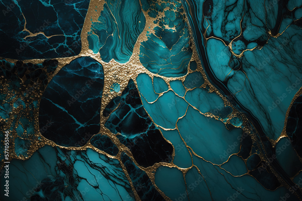 Teal blue and gold marble background. Luxury marble stone texture ...