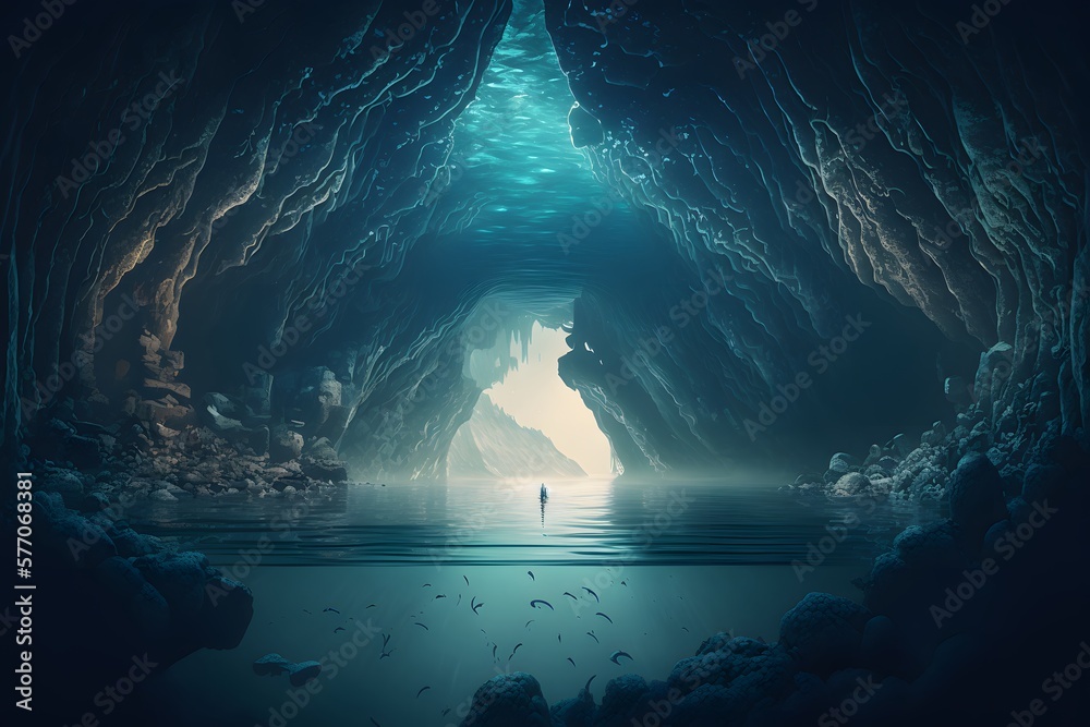 underwater sea created using AI Generative Technology Stock ...