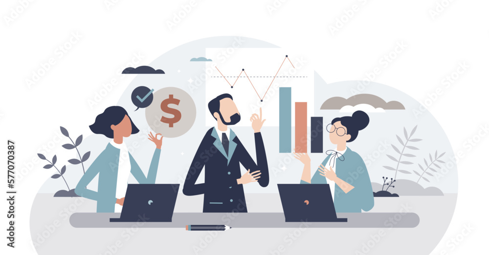 Finance fundamentals with business profit analysis tiny person concept ...