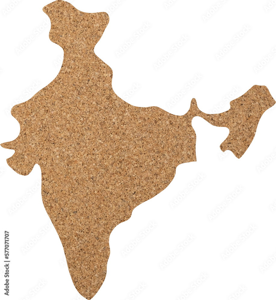 India map cork wood texture cut out on transparent background. Stock ...