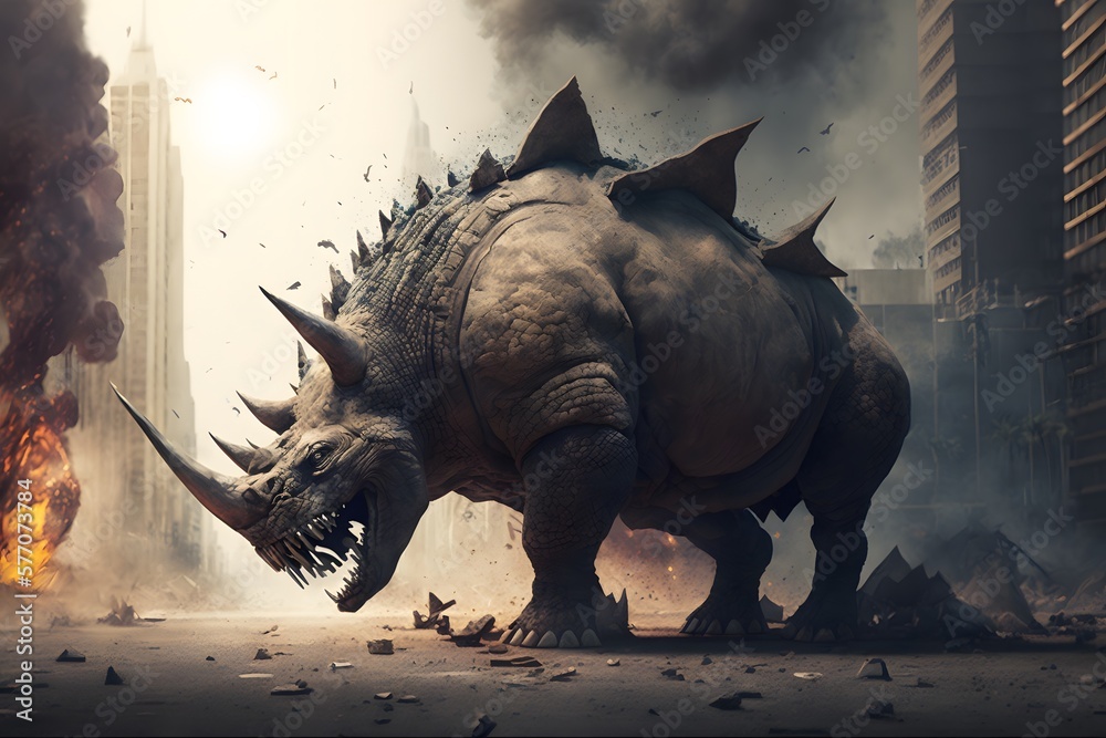 rhinoceros monster created using AI Generative Technology Stock ...