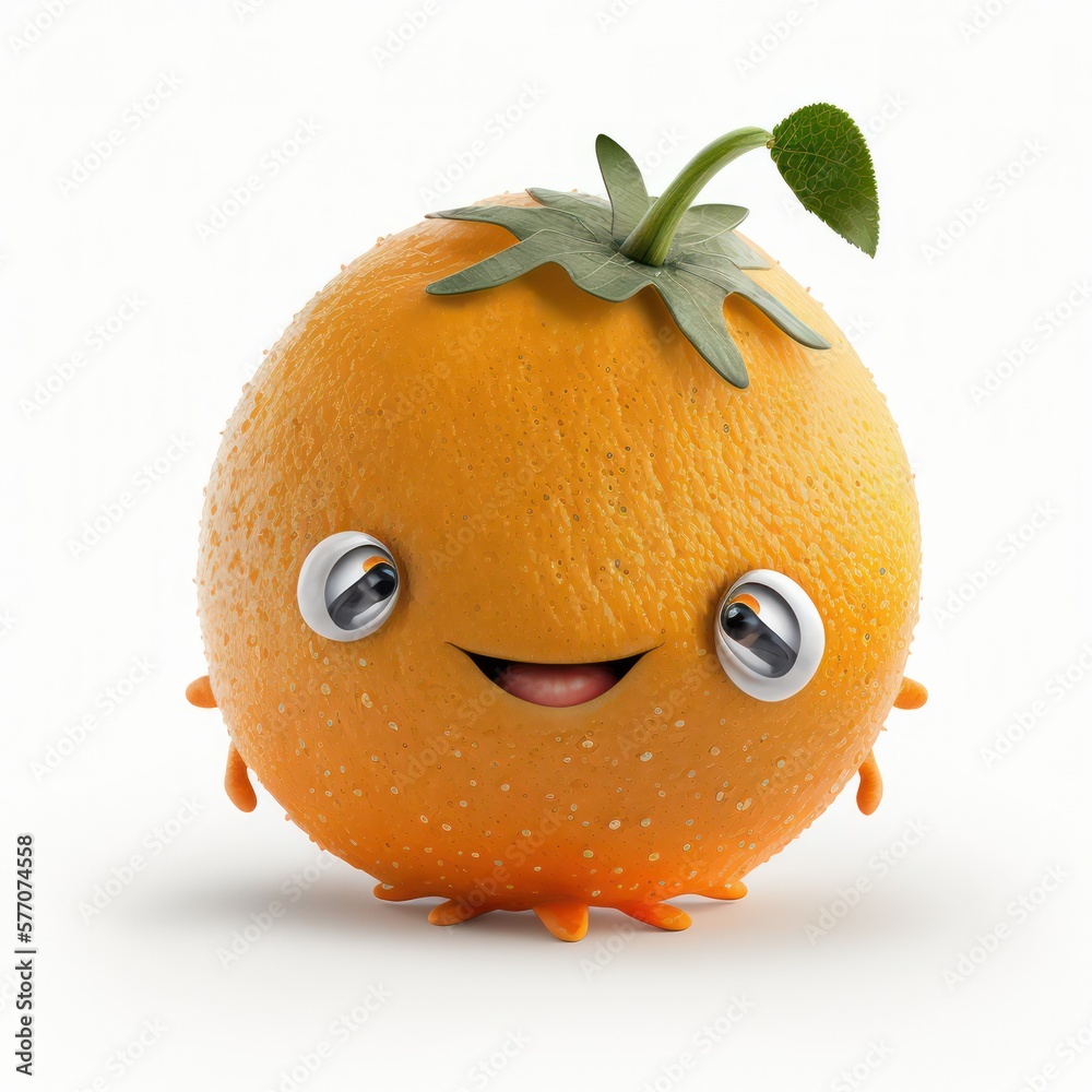 Funny, happy, and cute navel orange character. Ideal for use in food ...