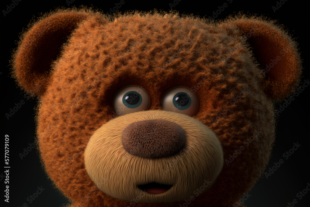 Stock-illustrationen Hyper close up cute cartoon brown furry teddy bear ...