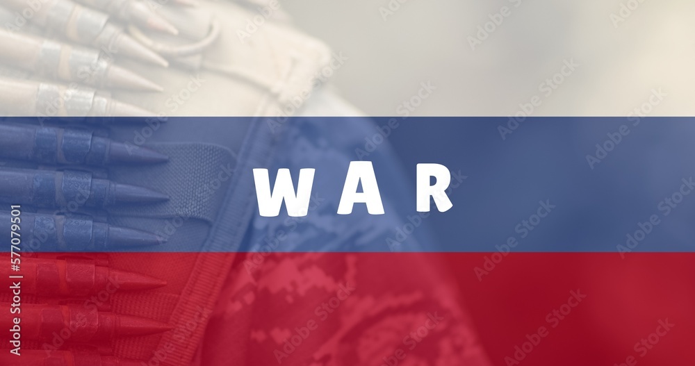 War text on russian flag over military soldier Stock Photo | Adobe Stock