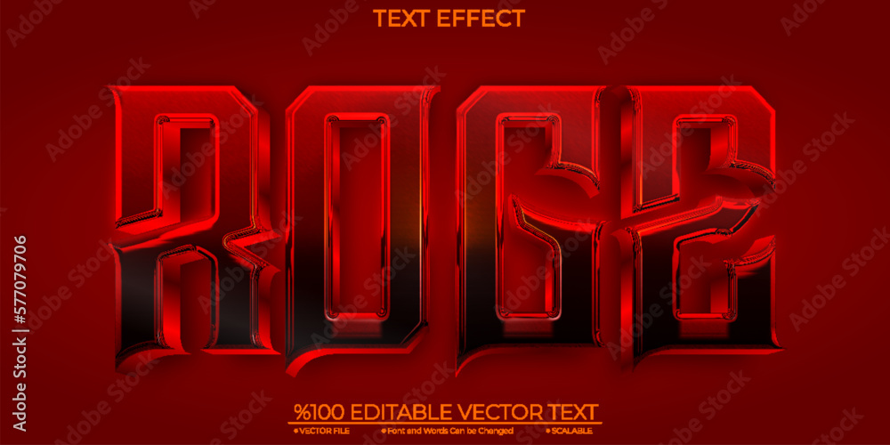 Dark Red Shiny Roge Editable and Scalable Template Vector Text Effect ...