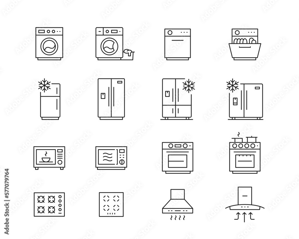 Kitchen Appliances Icon collection containing 16 editable stroke icons ...
