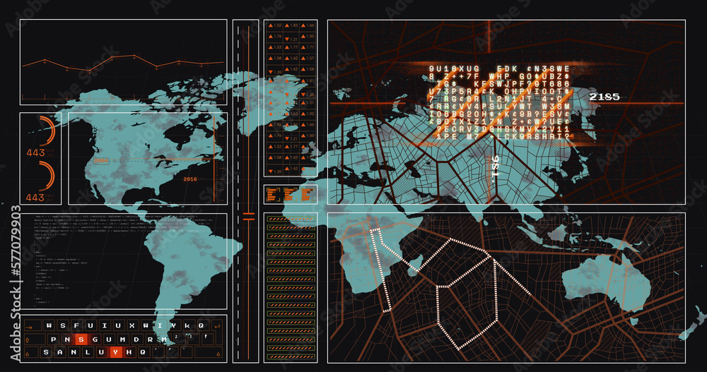 Image of data processing and connections over world map Stock ...