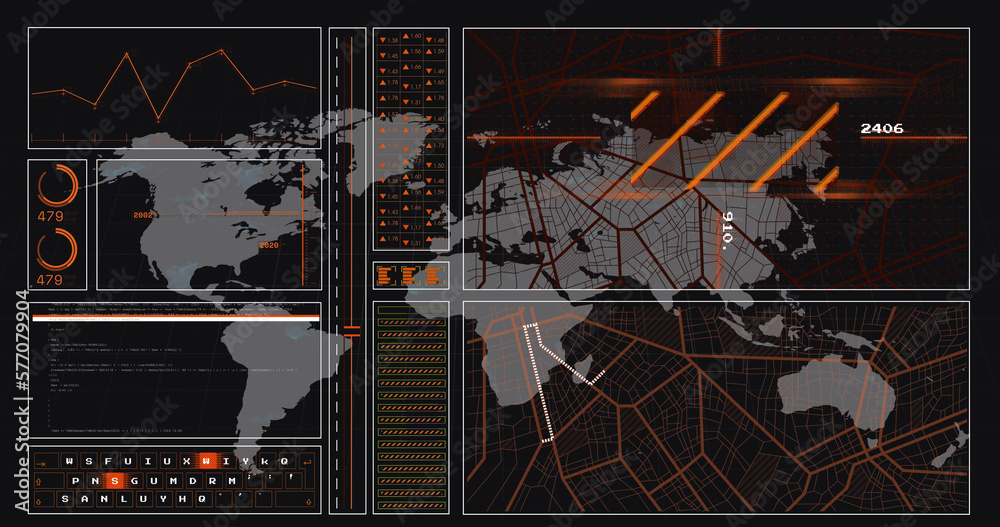 Image of data processing and connections over world map Stock ...