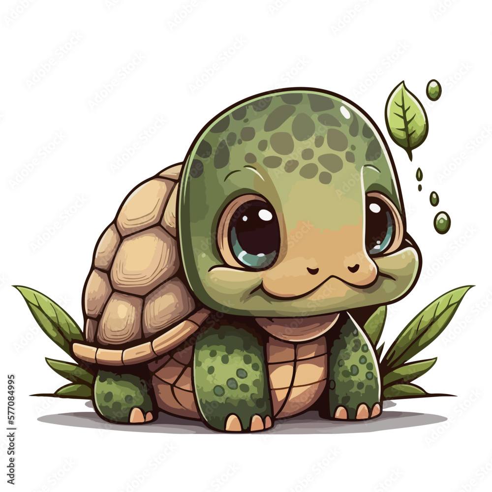 Cute Cartoon Turtle With Big Eyes