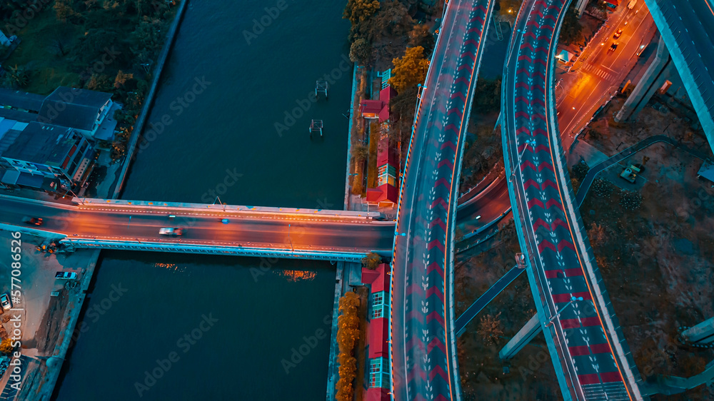Bridge view from the top view of Thailand, Beautiful bridge, and river ...