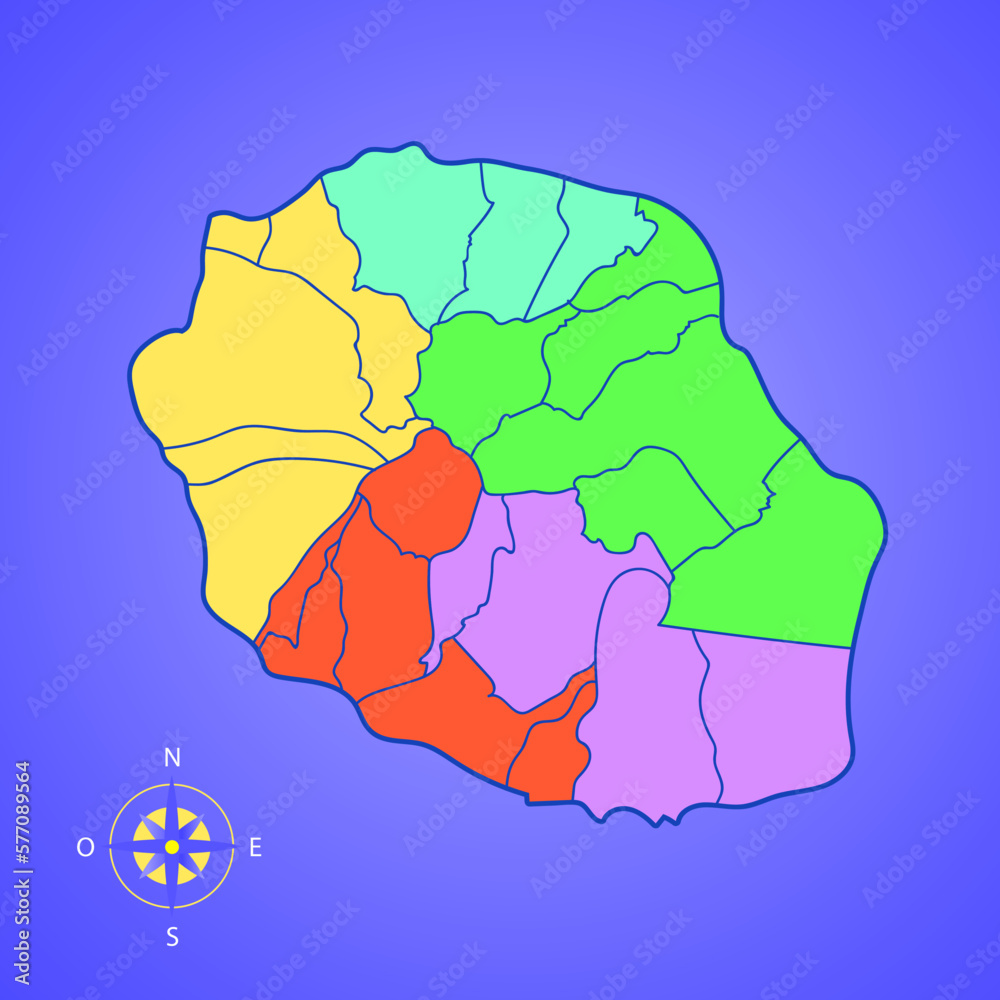 Carte de l'île de La Réunion Stock Vector | Adobe Stock