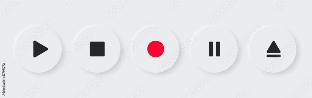 Set of video media player icons vector set. Multimedia music audio ...