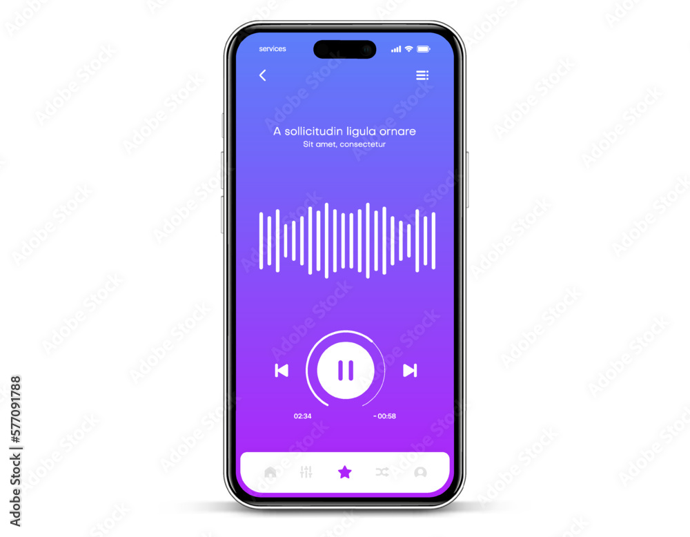 Web mobile application interface for music player application for ...