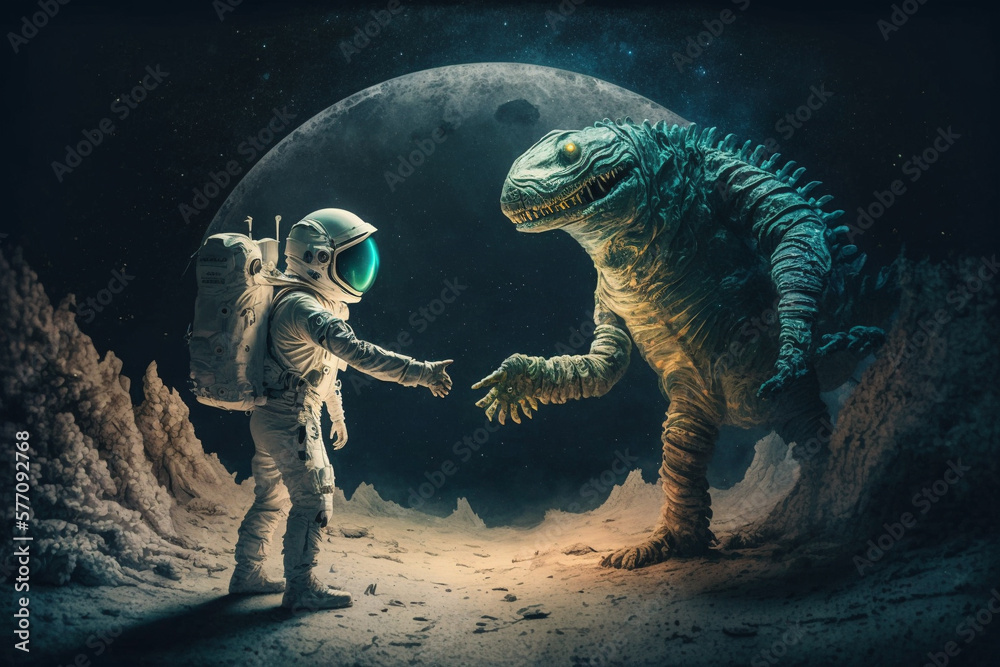 A Friendly Encounter Between Human and Alien with a welcoming hand ...