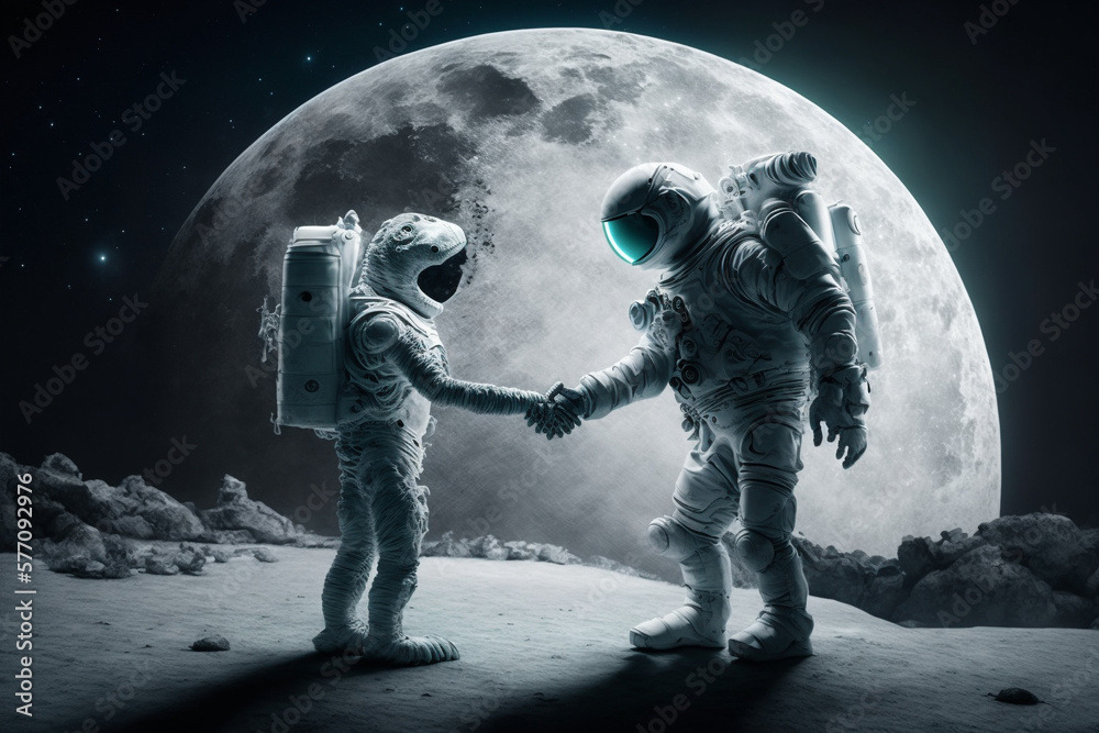 A Friendly Encounter Between Human and Alien with a welcoming hand ...