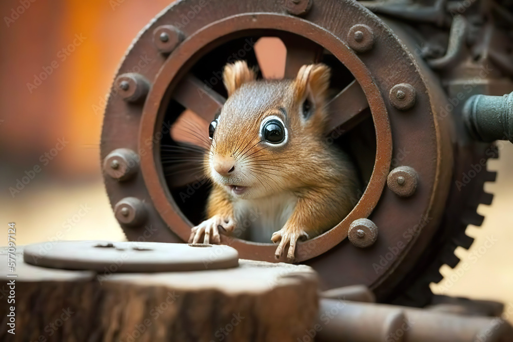 The story of the squirrel and the wheel in everyday life, squirrel wheel. A real fairy-tale cute ...