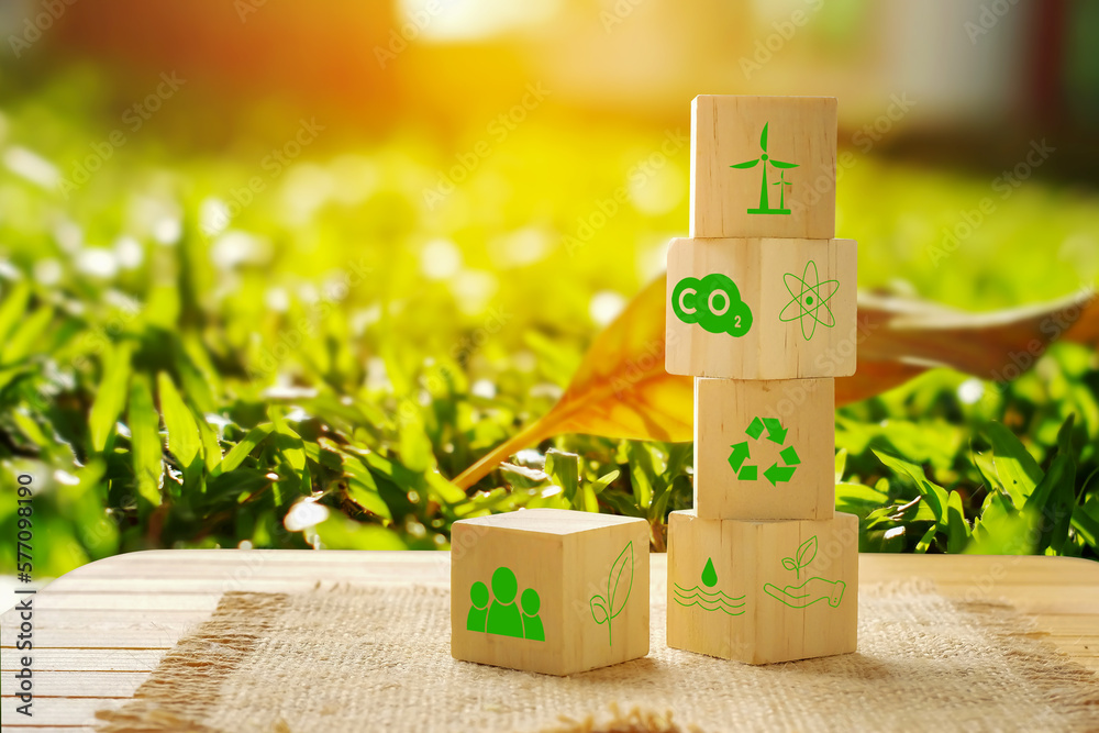 Foto de Renewable Energy Concept. CO2 emission reduction. Green ...