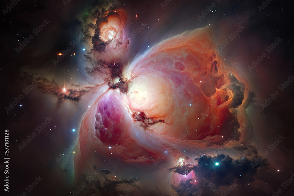 M42 Orion Nebula.Stacked image of the m42 orion nebula and the ...