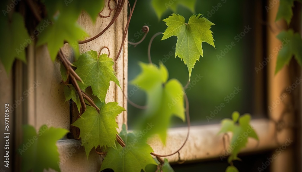 a vine is growing on the side of a window sill in a window sill with a ...