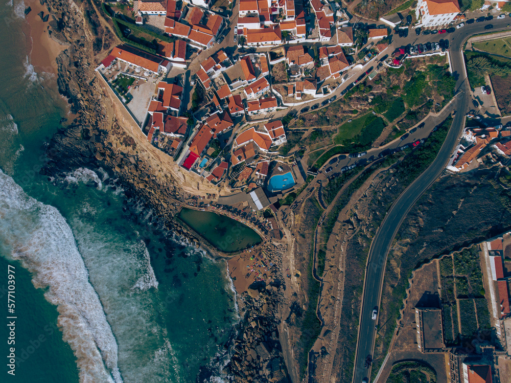 Foto de Aerial photos of Azenhas do Mar in Sintra, Portugal showcase a ...