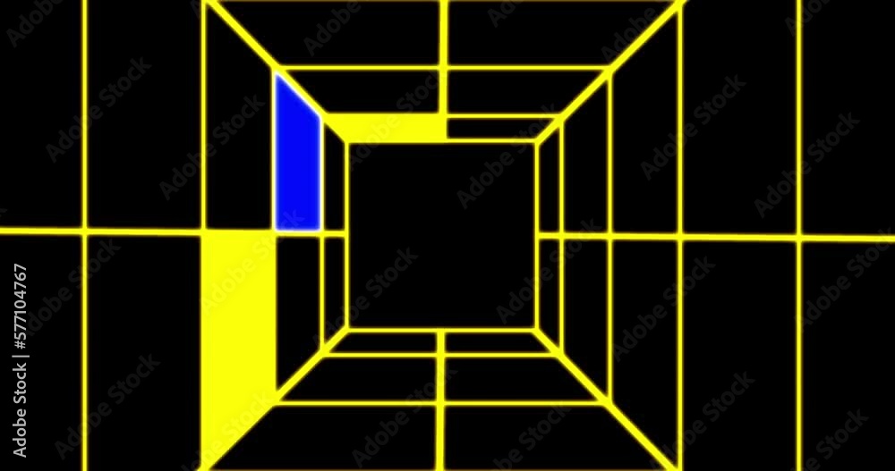 Abstract space futuristic 3D corridor or tunnel on black background ...