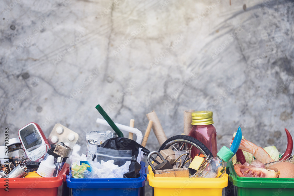 The concept of waste classification for recycling. Collection of waste ...