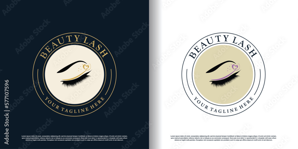 eyelash logo design template with creative and unique style concept ...