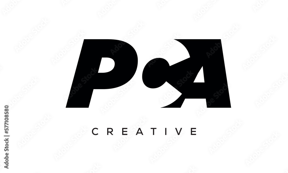 PCA letters negative space logo design. creative typography monogram ...
