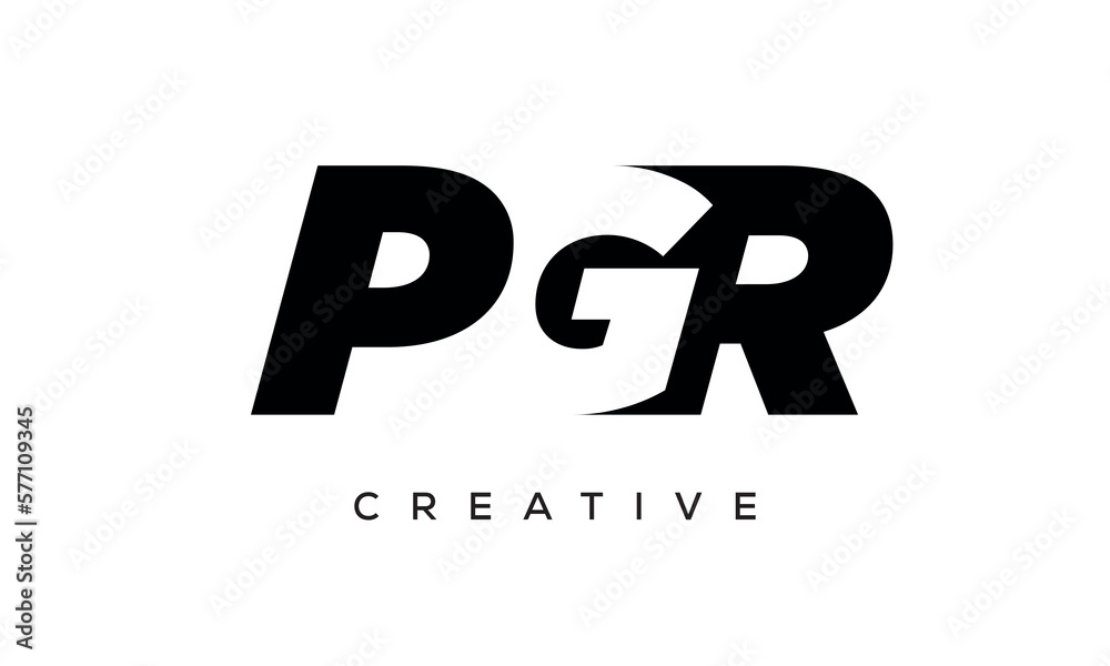 PGR letters negative space logo design. creative typography monogram ...