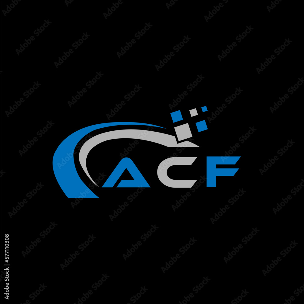 ACF letter logo design on black background. ACF creative initials ...