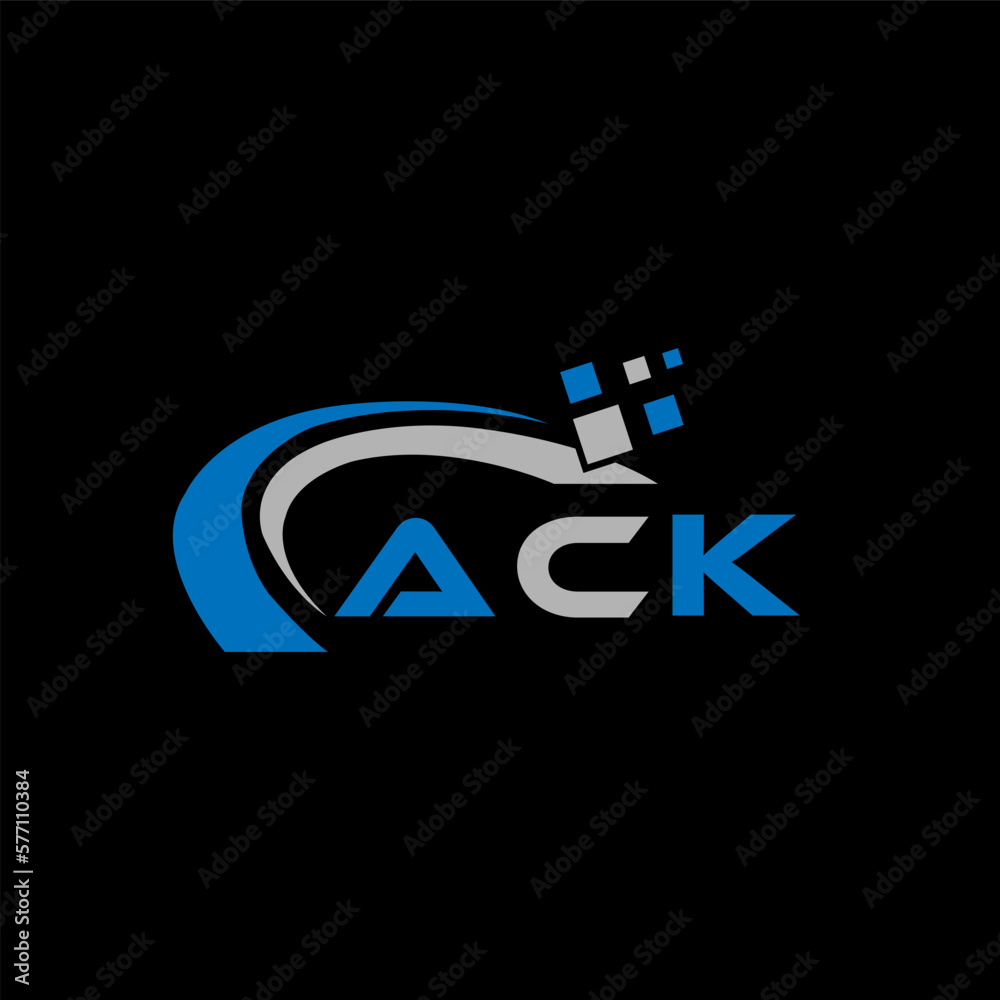 ACK letter logo design on black background. ACK creative initials ...