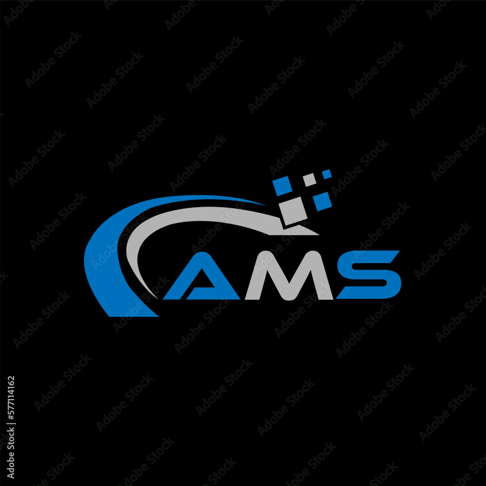 AMS letter logo design on black background. AMS creative initials ...
