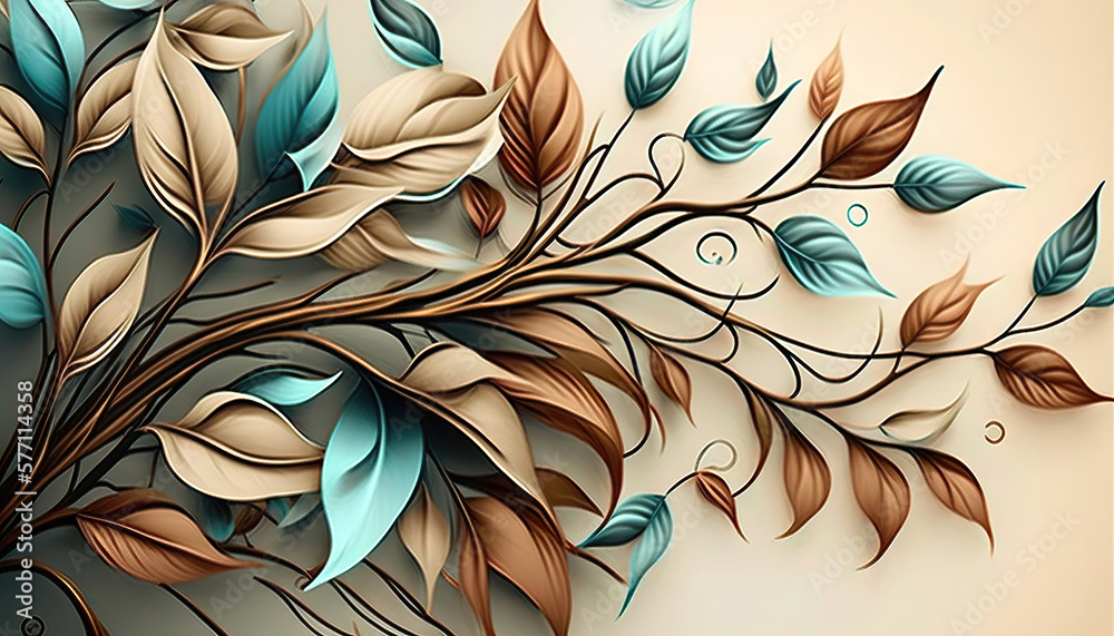 wallpaper design, floral background with flowers, light blue and warm ...