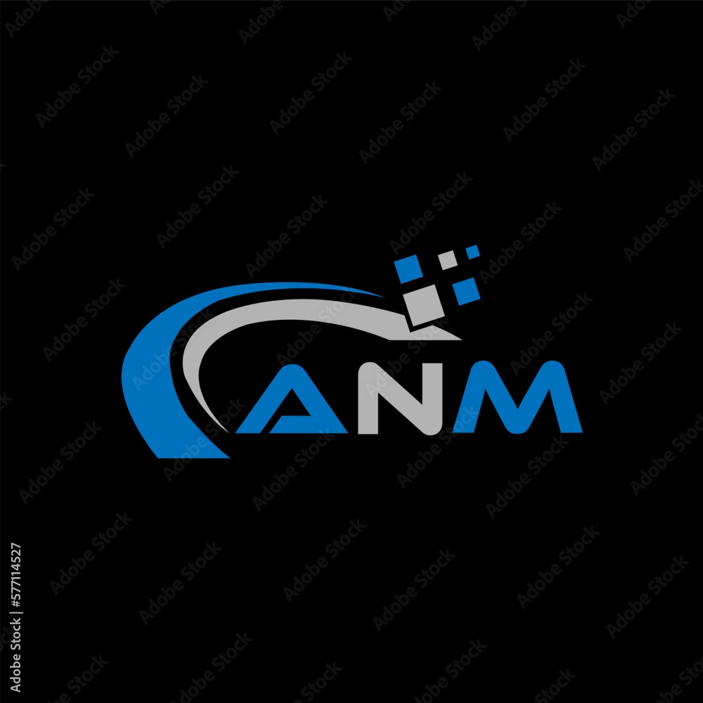 ANM letter logo design on black background. ANM creative initials ...