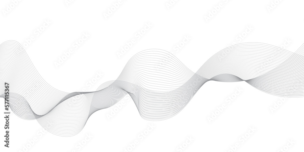 Abstract grey wave lines on transparent background. Digital frequency ...