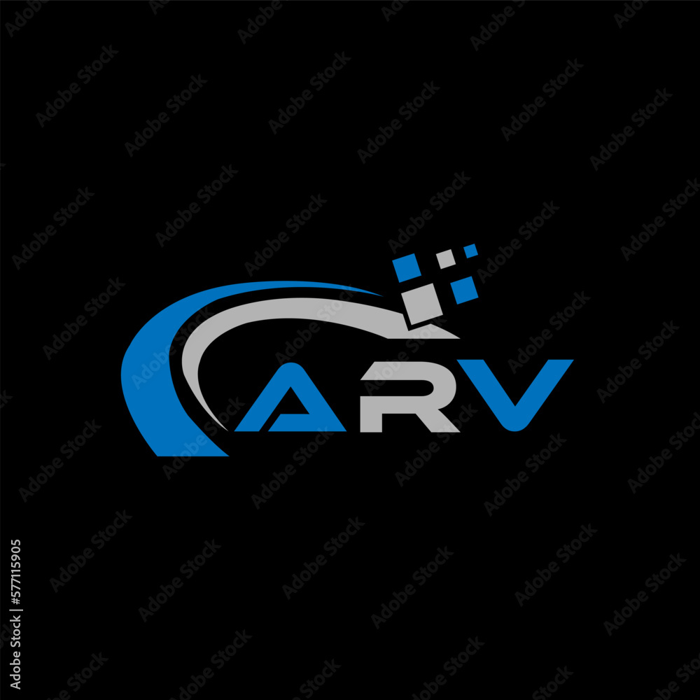 ARV letter logo design on black background. ARV creative initials ...