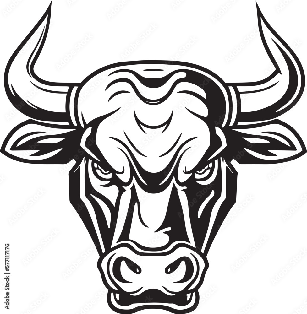 Bull head Vector illustration, on a white background, SVG Stock Vector ...