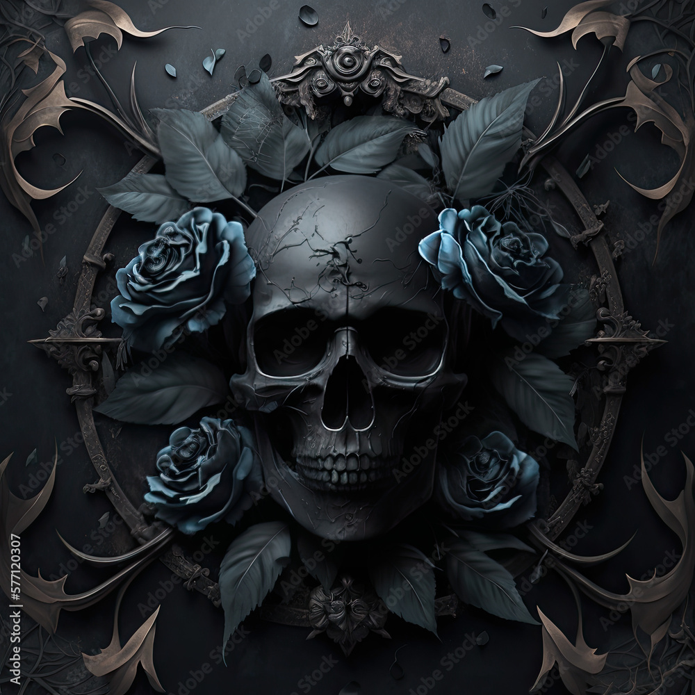 Gothic Skulls The Dark Beauty of Death AI Generated ilustração do Stock ...