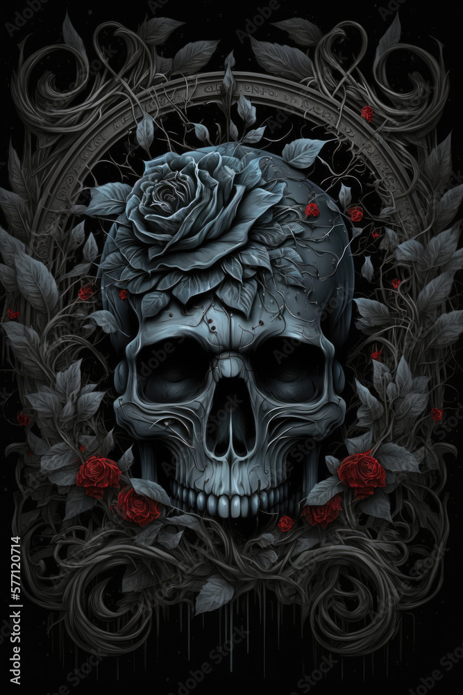 Gothic Skulls The Dark Beauty of Death AI Generated Stock Illustration ...