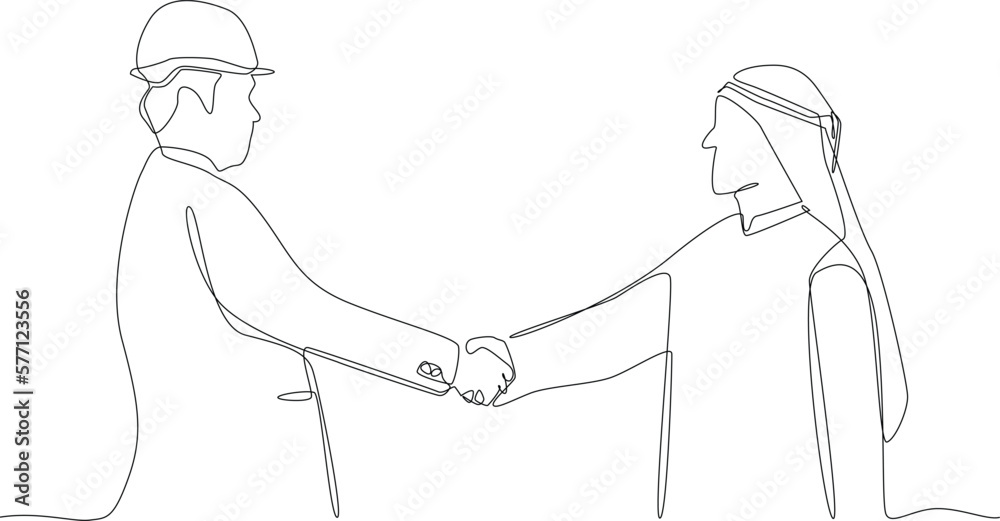 Single continuous line drawing of young engineer make a deal for a new ...