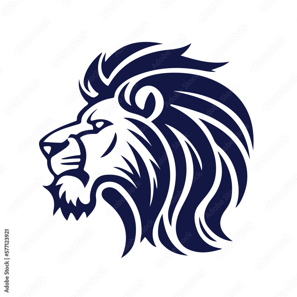 Vecteur Stock Lion head face logo silhouette black icon tattoo mascot ...