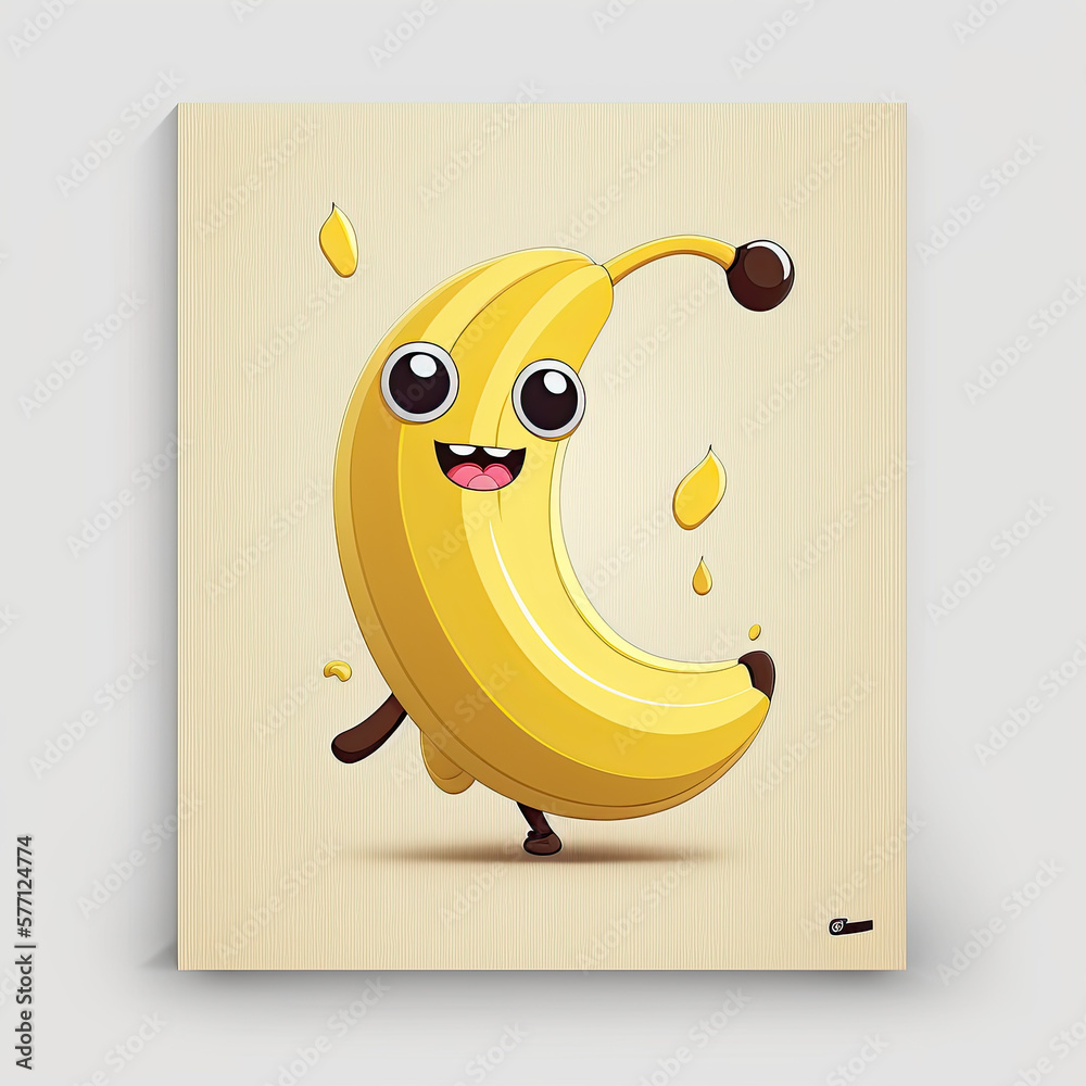 banana cartoon style and white background , generative artificial ...