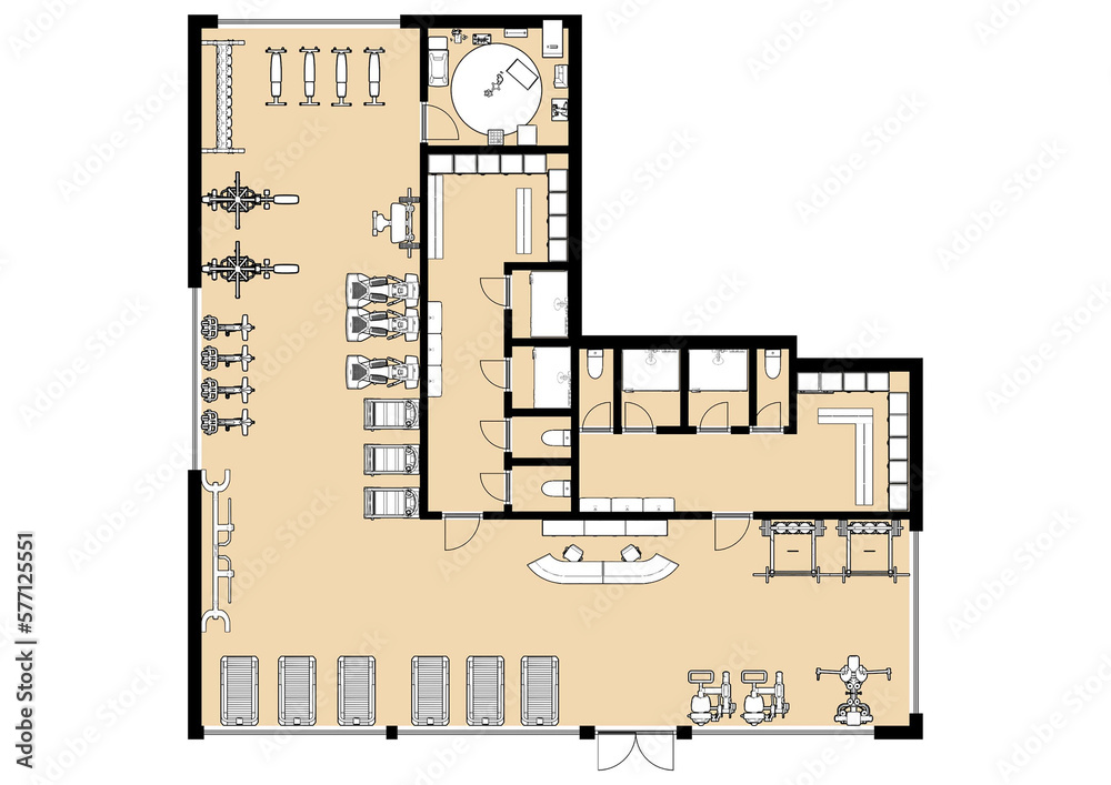 Gym floor plan. Small gym floor plan. 3d gym floor plan Stock ...